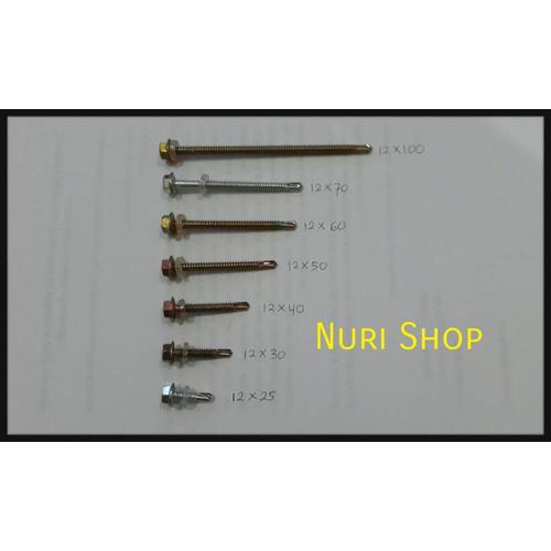 Jual Self Drilling Screw/ Baut Roofing/ Baut Drilling/ Baut atap 12# x ...