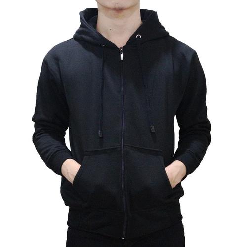 Jual Best seller !!! Jaket Sweater Polos Hoodie Zipper/Resleting Hitam ...