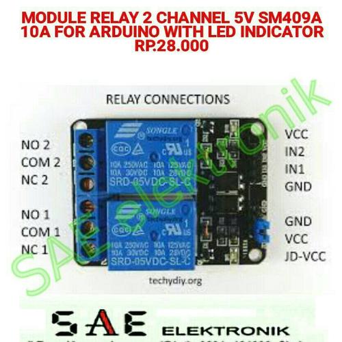 Jual SM409A MODULE RELAY 2 CHANNEL WITH LED INDICATOR FOR ARDUINO ...