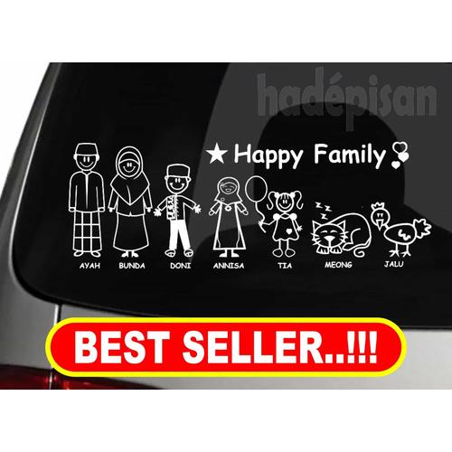 Jual STIKER CUTTING STICKER KACA BELAKANG MOBIL- HAPPY FAMILY - Kab ...