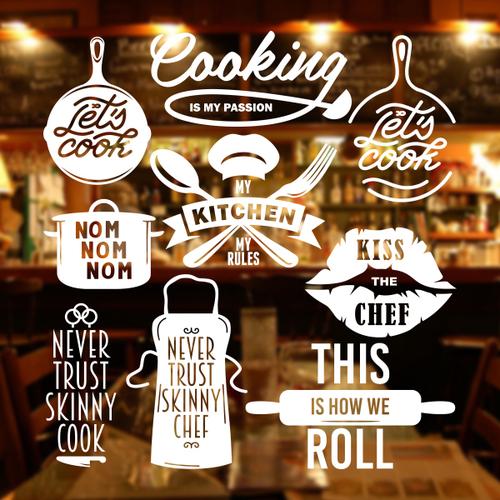 Jual Stiker Cooking Dapur Quotes Chef Kaca Dinding Kafe Rumah Sticker ...