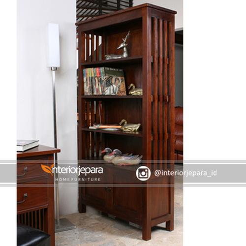 Jual Rak Buku Minimalis Kayu Jati 2 Pintu, Lemari Buku Jati Jepara ...