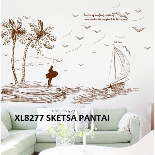 Jual Wallsticker Wall Sticker Sketsa Pantai uk.60x90cm - Kota Malang ...