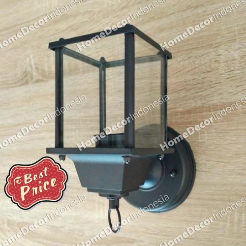Jual Lampu Tempel Dinding Taman Minimalis Klasik Kaca Besi Kotak Hitam ...