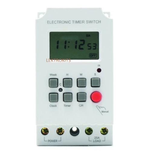 Jual Digital Timer Switch AC 220V 25A DIN Rail Auto On/Off Resolusi 1s ...