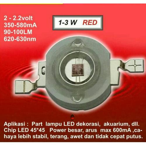 Jual HPL 3W RED High Power Led 3 watt warna MERAH suku cadang part ...
