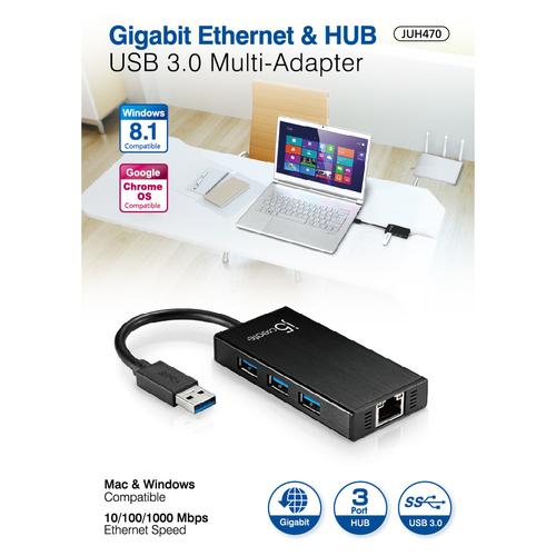 Jual j5create USB 3.0 Multi Adapter Gigabit Ethernet & Hub / JUH470 ... Jual j5create USB 3.0 Multi Adapter Gigabit Ethernet & Hub / JUH470 ...