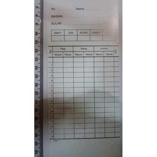 Jual Kartu Absensi Karyawan 1 pack (100pcs)/ Absen Polos (putih ...