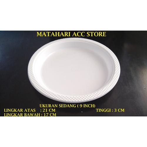 Jual PIRING PLASTIK BESAR UKURAN 9 INCH - 9 IN WARNA PUTIH SUSU ISI 50 ...