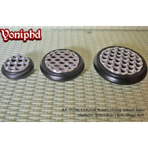 Jual asbak besar bulat lubang alumunium kombinasi kayu diameter 16 cm ...
