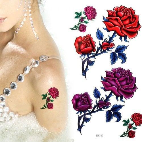 Jual Purple Red Roses - Temporary Tattoo / Tato Temporer - Jakarta ...