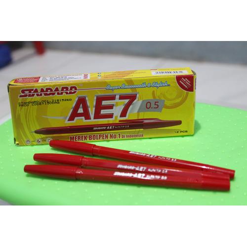 Jual pulpen pena pul pen standart standar ae7 zycron ball RED MERAH ...