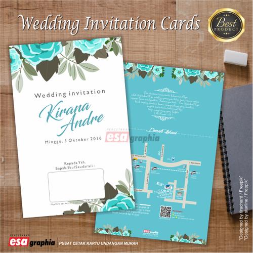 Jual Undangan Pernikahan Motif Bunga Rose Blue Kertas 260gr - Kertas ...