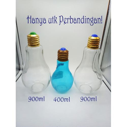 Jual Botol Bohlam Kaca utk Minum Air Bentuk Lampu 900ML JUMBO Lampu ...
