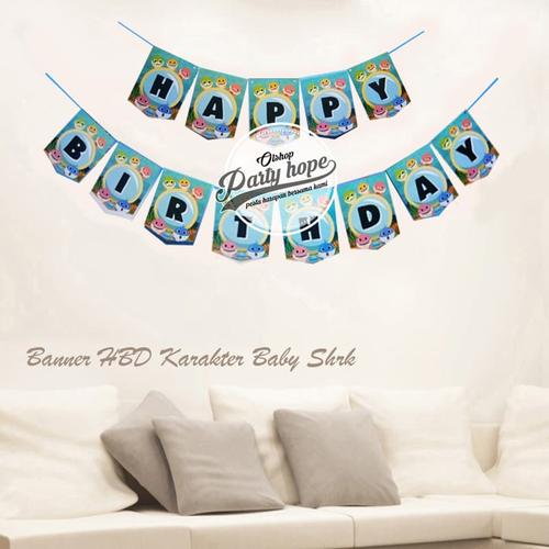 Jual Banner Hbd baby shark / Bunting Flag Hbd baby shark / Banner Hbd ...