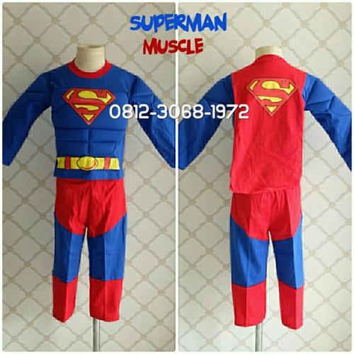 Jual Baju Kostum Anak Karakter Superhero SUPERMAN Muscle Otot 2-5 Tahun ...
