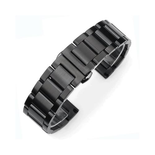 Jual Solid Stainless Steel Black Strap 22mm Tali Jam Besi Solid - Hitam ...