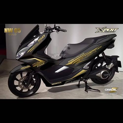 Jual Cutting sticker Honda PCX Hitam striping GOLD bahan Oracal ...