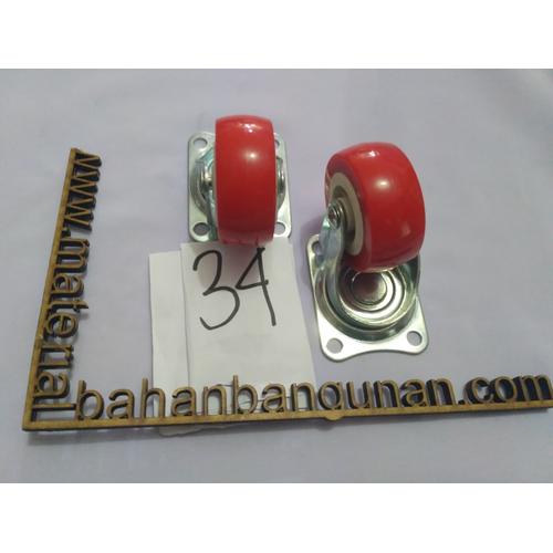 Jual Roda Nylon merah 2" inch hidup tanpa rem roda koper plastik karet ...