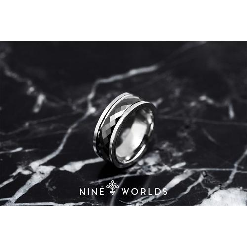 Promo Nine Worlds Ring cincin TUNGSTEN CERAMIC 18K CARBON LUME Pria ...