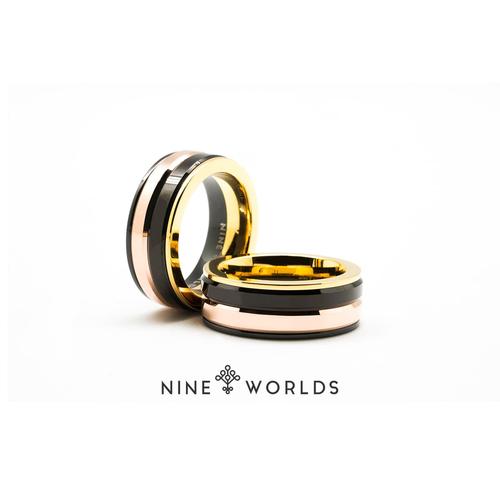 Promo Nine Worlds Ring Black 18k rosegold TUNGSTEN Pria Wanita cincin ...