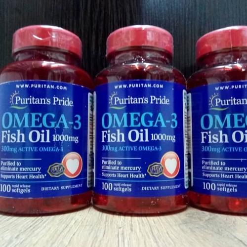 Jual puritan puritan's pride omega 3 fish oil minyak ikan 1000 mg 100 ...