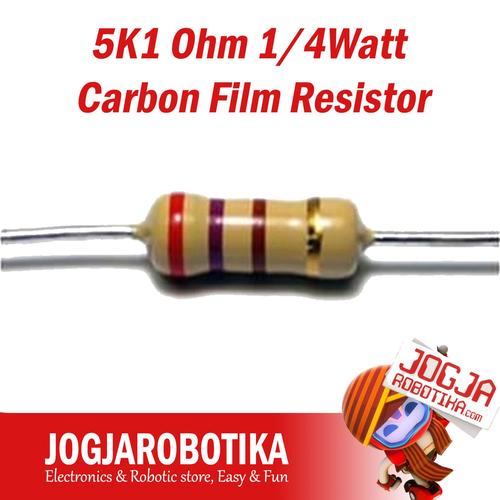 Jual 5K1 Ohm 1/4Watt Carbon Film Resistor - Kab. Sleman - Jogjarobotika ...