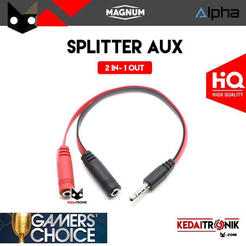 Jual Gold Jack Converter Audio Splitter HQ Mic + Headset 2 in 1 MAGNUM ...