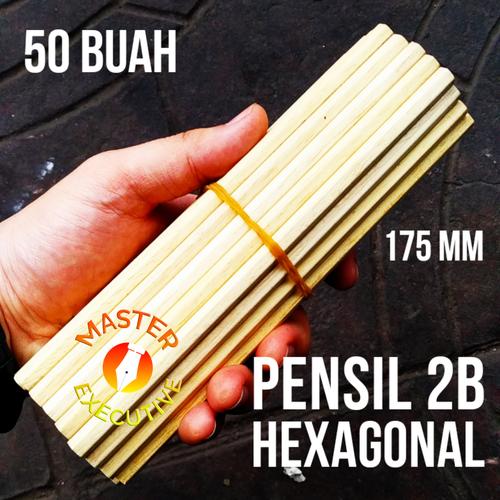 Jual Pensil Polos Kayu Hexagonal 2B 175 mm / Segi Enam Coklat Muda - 50 ...