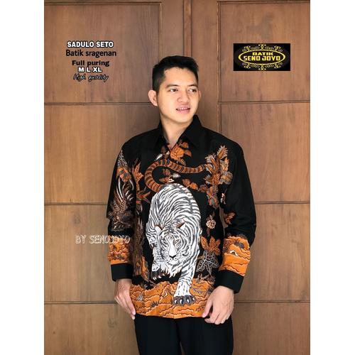 Jual Batik Solo Hem Kemeja Panjang Macan Putih Lengan 2 Gambar SenoJoyo ...