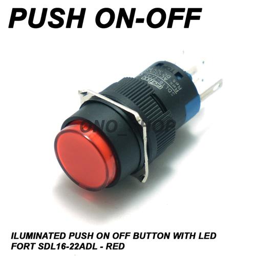 Jual Iluminated Push On Off Button with LED FORT SDL16-22ADL - Red ...