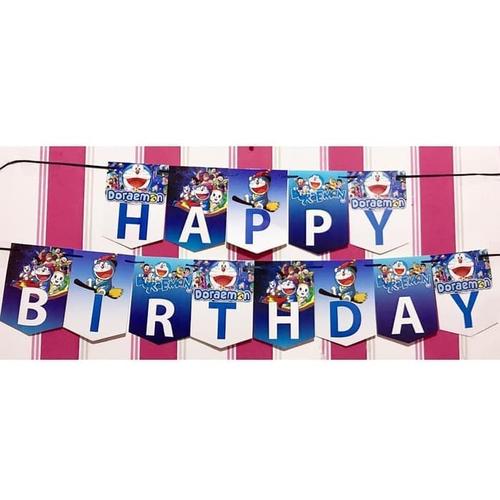 Jual Banner Flag Happy Birthday Doraemon / Banner Happy Birthday ...