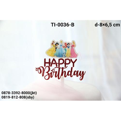 Jual TI-0036-B Cake topper happy birthday merah disney princess aurora ...