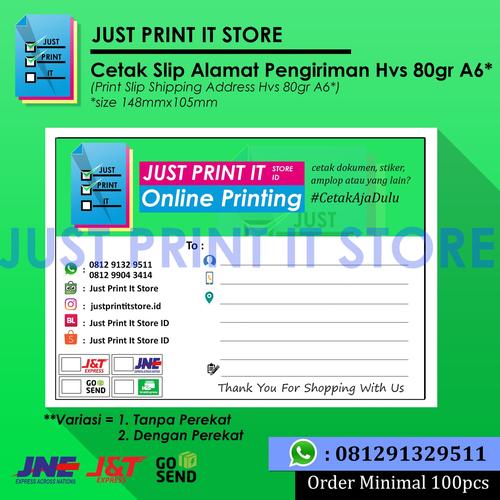 Jual Print / Cetak Label / Slip Alamat Pengiriman HVS 80 gr - Dengan ...