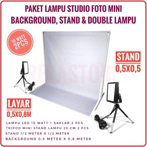 Jual Paket Lampu Foto Studio Mini 10 Watt Lengkap Stand Background ...