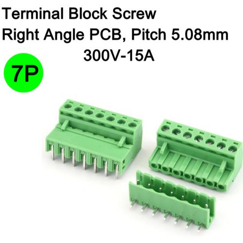 Jual 7 Pin Terminal Block PCB 2EDG Pitch 5.08mm Type L Siku Male Female ...