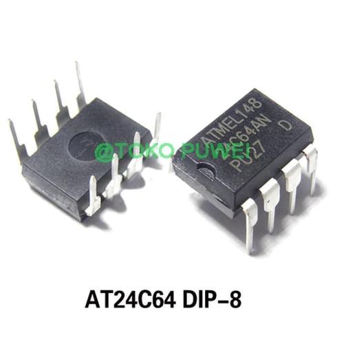 Jual Atmel AT24C64 24C64 AT24C64AN EEPROM Memori 64Kb 2.7-5.5V DIP-8 ...