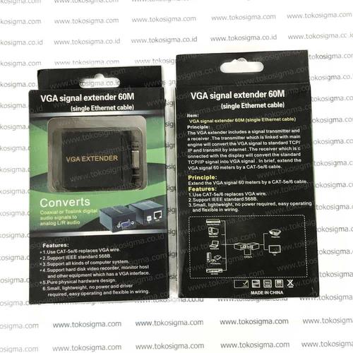 Jual VGA EXTENDER PASSIVE via SINGLE KABEL LAN UTP RJ-45 CAT 5E/6 60M ...
