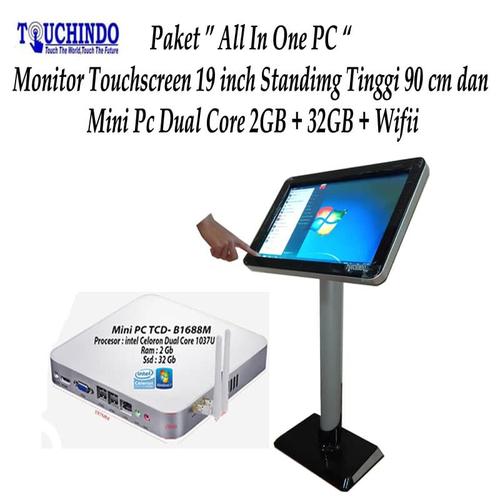 Jual Paket Monitor Touchscreen 19 inch Standing 68 Cm + Mini PC Dual ...