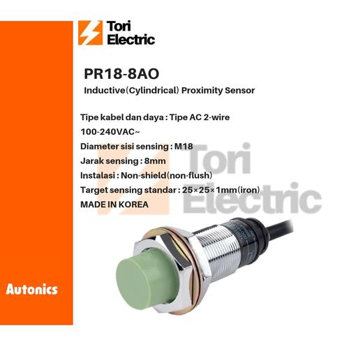 Jual AUTONICS INDUCTIVE (CYLINDRICAL) PROXIMITY SENSOR PR18-8AO 100% ...