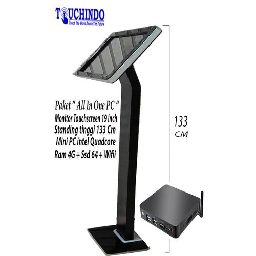 Promo Paket Monitor Touchscreen 19 inch Standing 133 Cm + Mini PC Quad ...