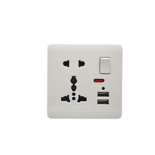 Jual Wall Socket 5 Lubang colokan listrik 2 USB output Tombol ON-OFF ...