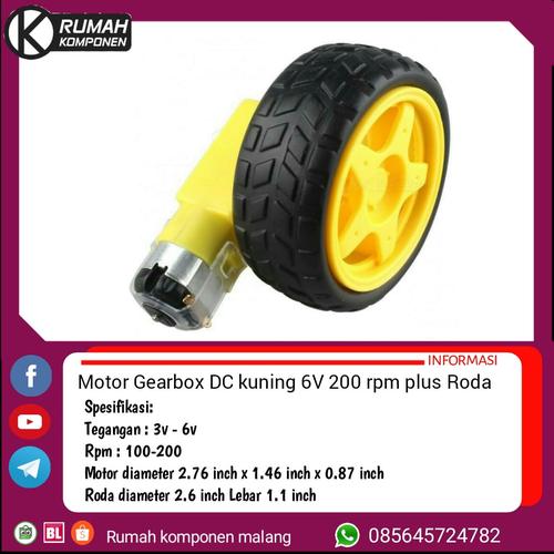 Jual DC Motor 1:48 Gear Ratio Smart Car Robot + roda wheel gearbox 3 ...