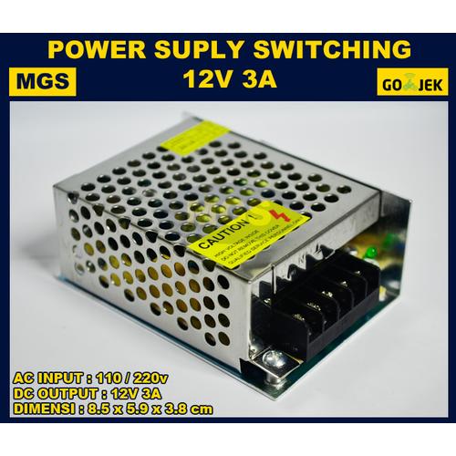 Jual Adaptor 12V 3A Power Supply Switching LED Jaring 3 Ampere 12 Volt ...