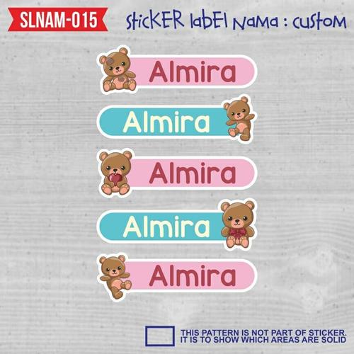 Jual sticker label nama anak bear beruang coklat kartun lucu cute SLNAM ...