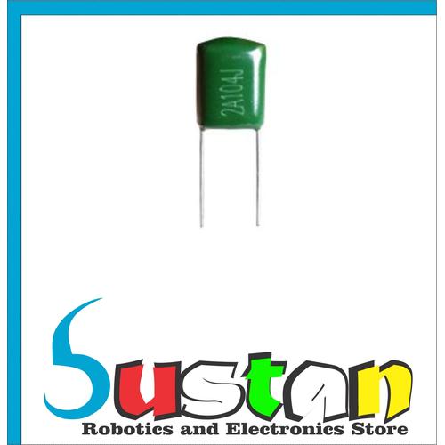 Jual Kapasitor Milar 2A104J 100nF Polyester Film Capacitor Spacing ...