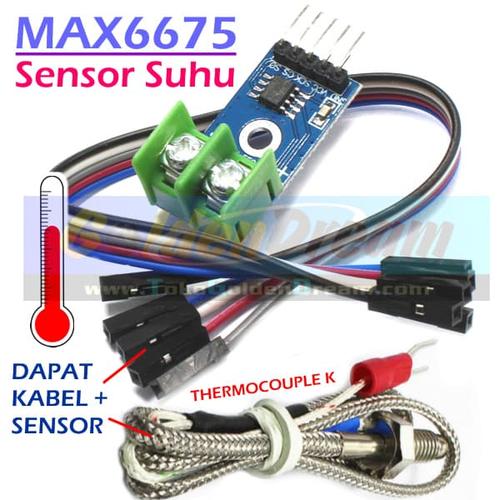 Jual PAKET Sensor MAX6675 Suhu Temperatur + Kabel + Thermocouple K Temp ...