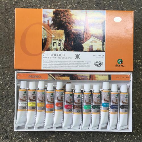 Jual MARIES OIL COLOR SET 12 COLORS COLOUR CAT Minyak Maries - Kota ...