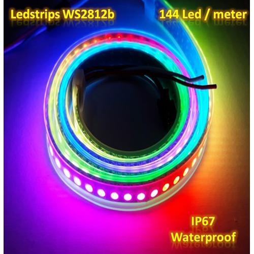 Jual RGB Smart LED Strip IP67 WS2812B WS2812 WS2811 144 mata permeter ...
