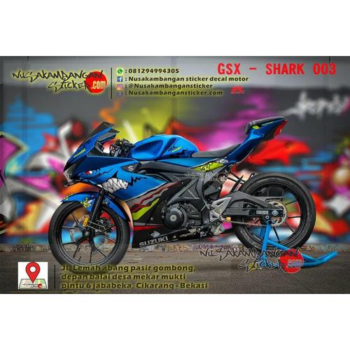 Jual Decal Motor Sticker Motor Suzuki GSX R150 Shark Biru - Graftac ...